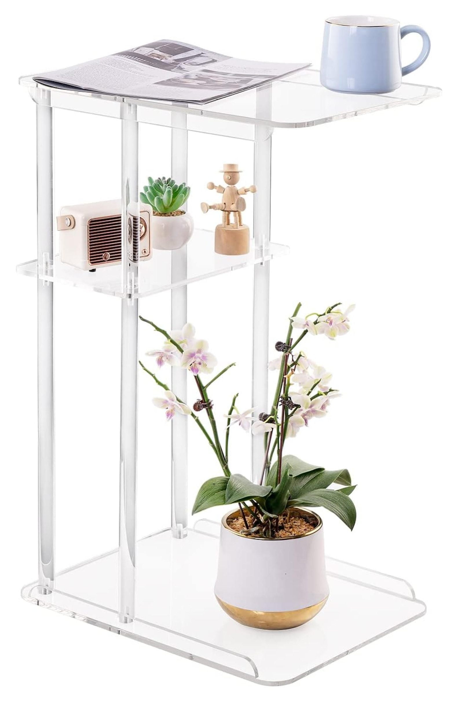 Drevy Clear Side Table, C Shaped End Table for Sofa, Small Snack Tables ...