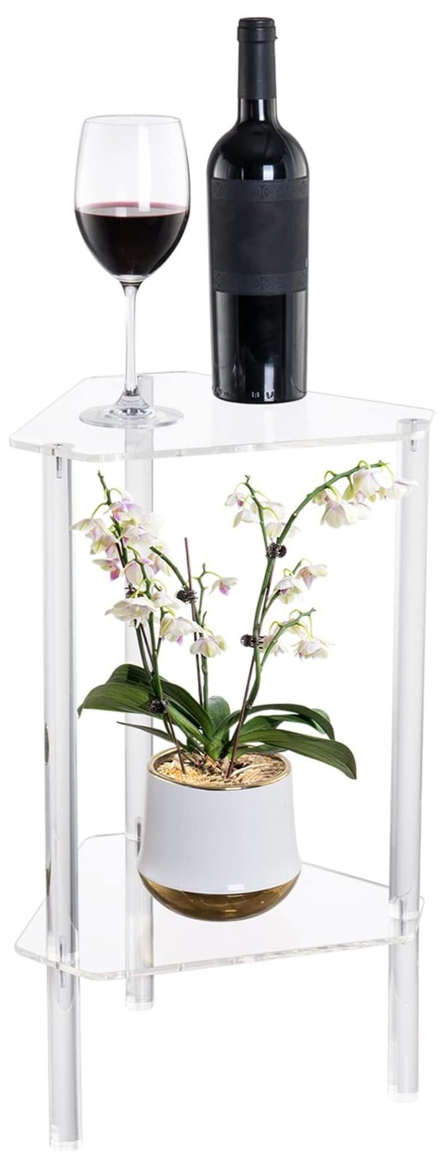 Drevy Clear Triangle End Table, Corner Side Table for Small Spaces ...