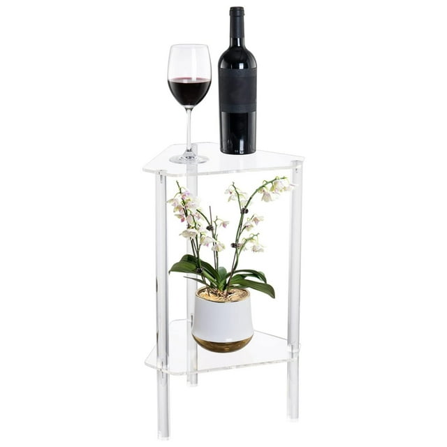 Drevy Clear Triangle End Table, Corner Side Table for Small Spaces ...