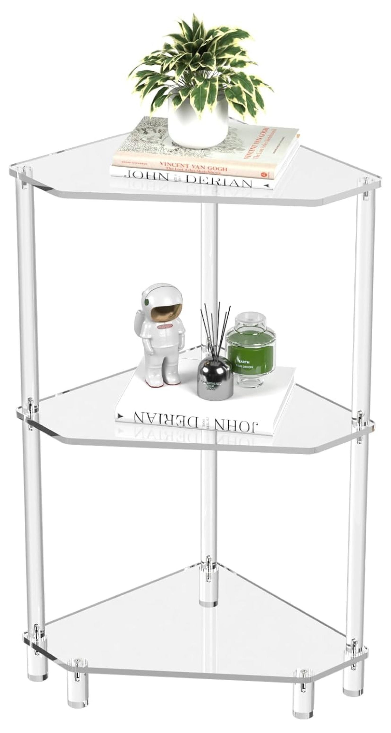 Drevy Corner Side Table - 3 Tier Triangle End Table - Small Side Table ...