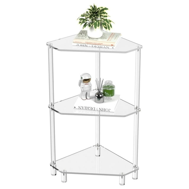 Drevy Corner Side Table - 3 Tier Triangle End Table - Small Side Table ...