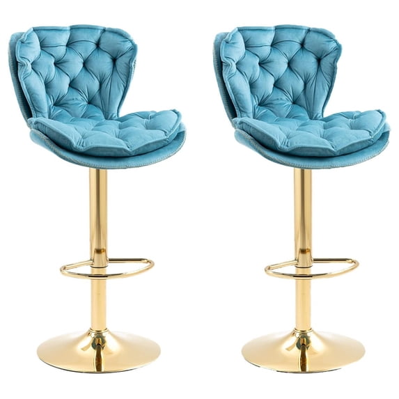 Drevy Counter Height Bar Stools Set of 2 Velvet Swivel BarStools for ...