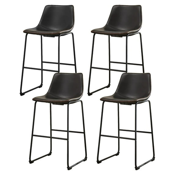 Drevy Counter Height Bar Stools Set of 4, Leather Barstools Modern Bar ...