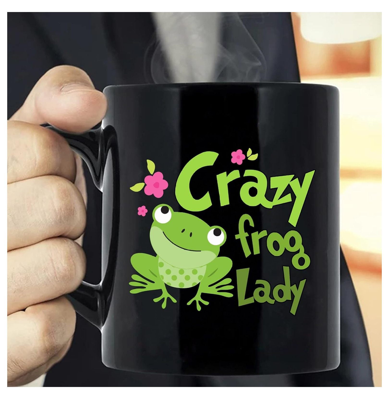 Drevy Crazy frog lady mug,Black Mug 11oz - Walmart.com