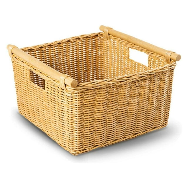 Drevy Deep Pole Handle Wicker Storage Basket, Extra Large, 17.5 in L x ...