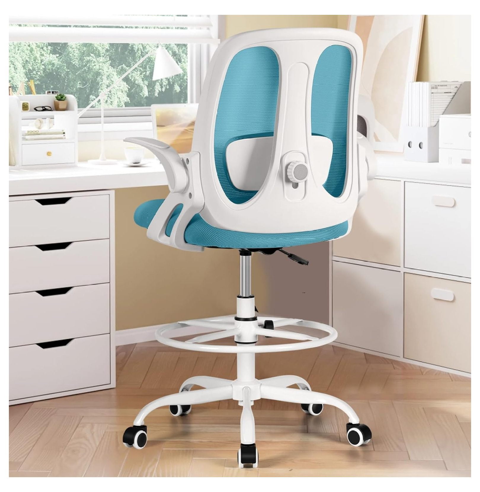 Drevy Drafting Chair Tall Ergonomic Office Chair Standing Desk Stool ...