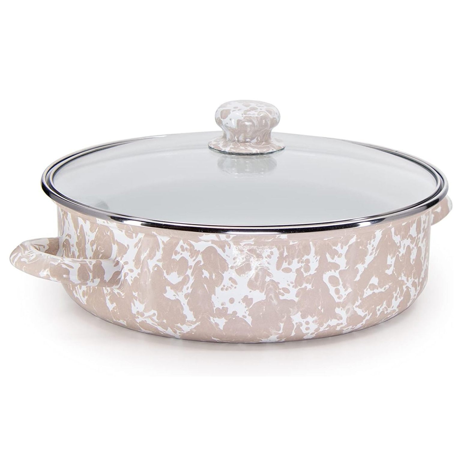 Drevy Enamelware - Taupe Swirl Pattern - 3qt Saute Pan - Walmart.com