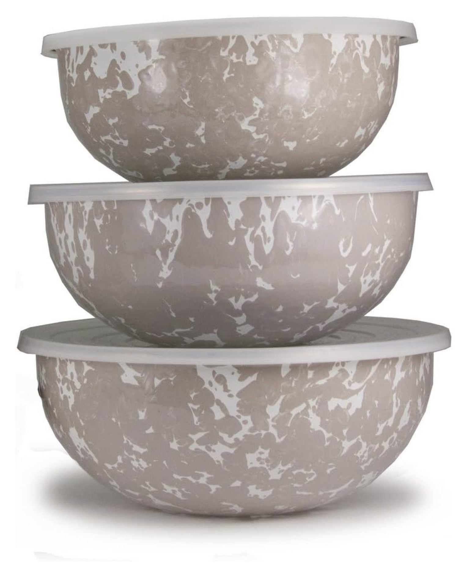 Drevy Enamelware - Taupe Swirl Pattern - Set of 3 - Mixing Bowls ...