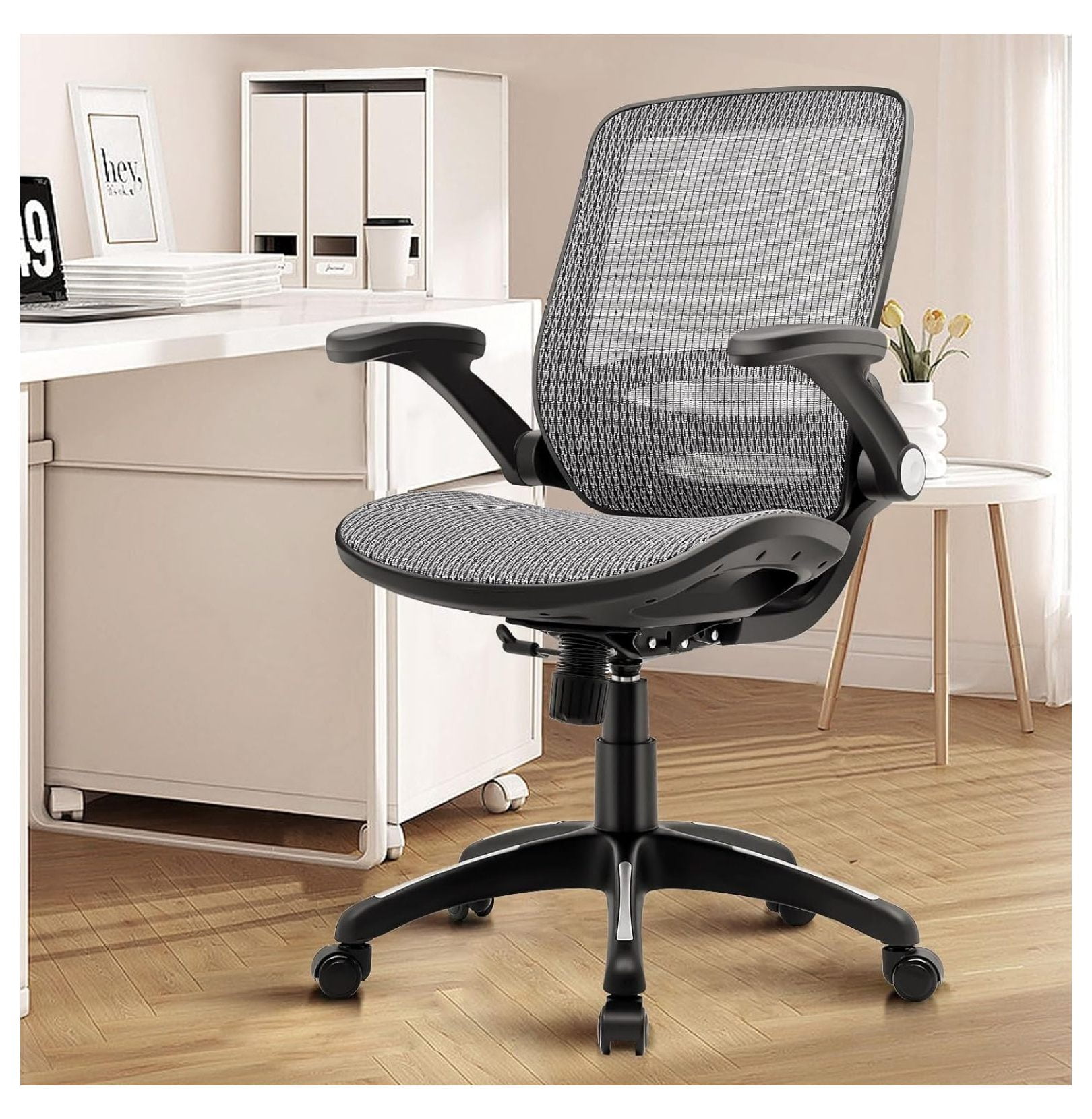 Drevy Ergonomic Mesh Office Chair with 90 °Flip-Up Armrests,130°Tilt ...