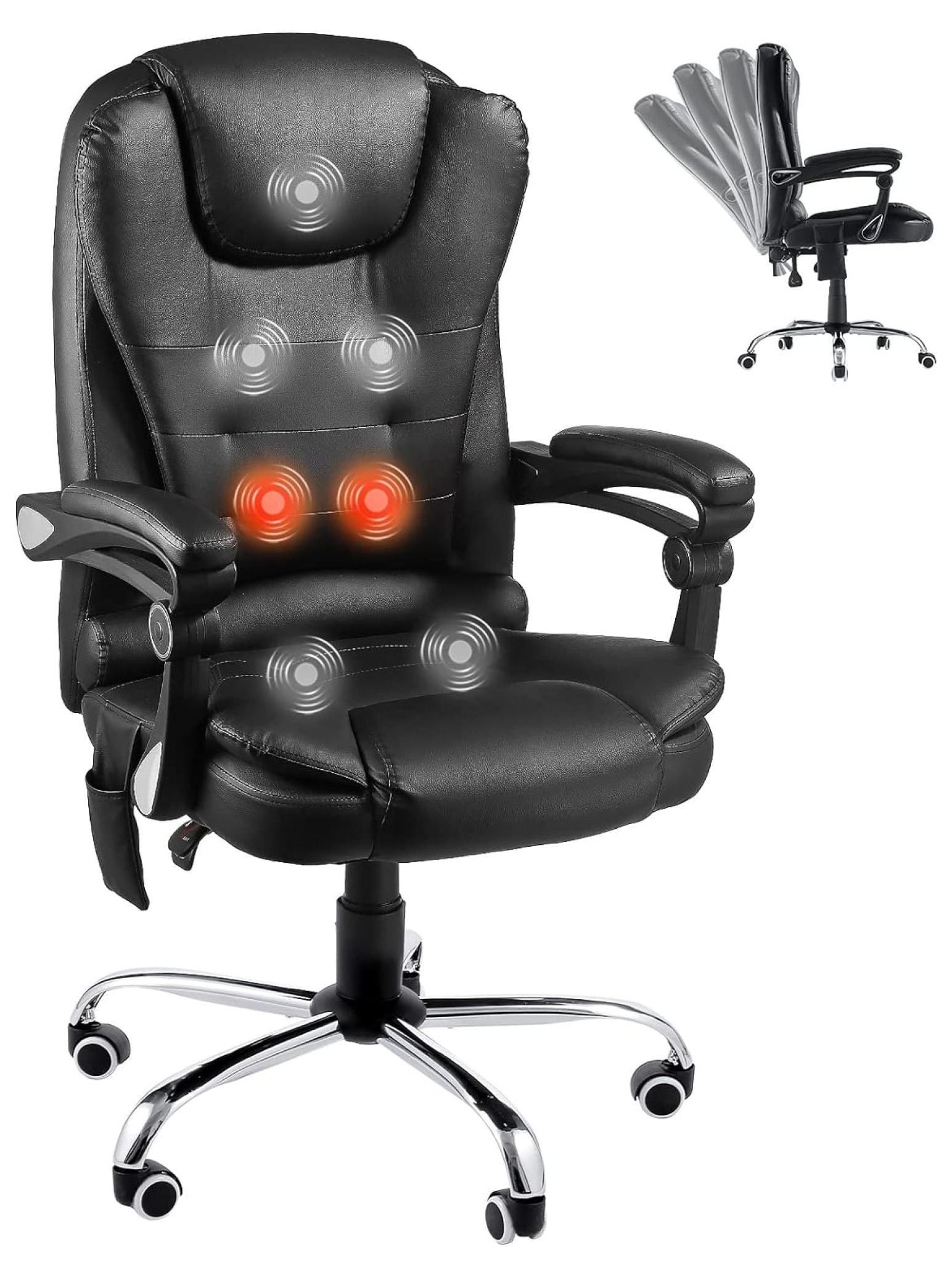 Drevy Ergonomic Reclining Office Chair, Heat & Massage High Back Desk ...