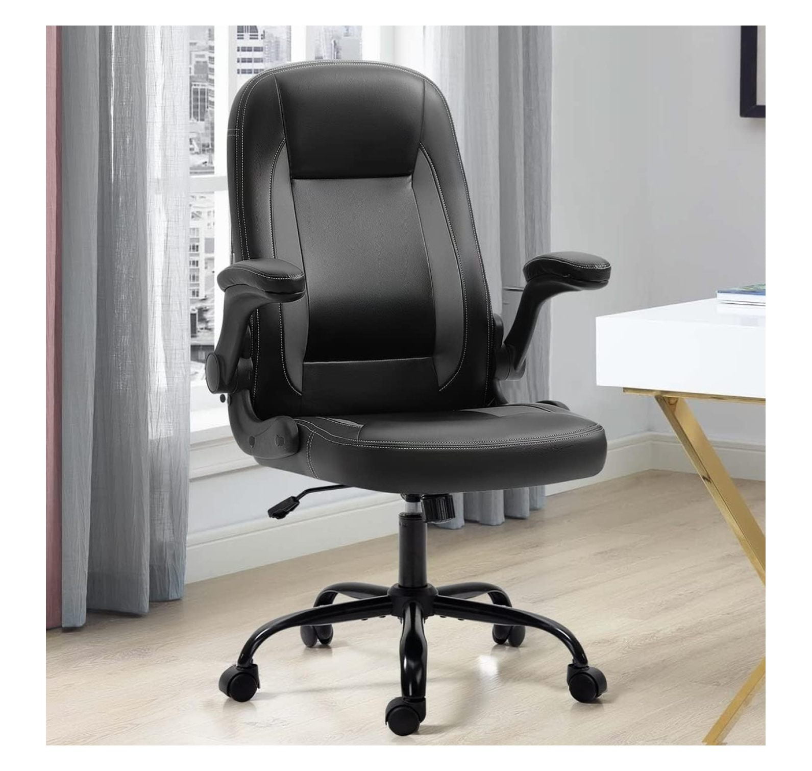 Drevy Executive Office Chair Leather Modern Computer Chair Black Desk ...