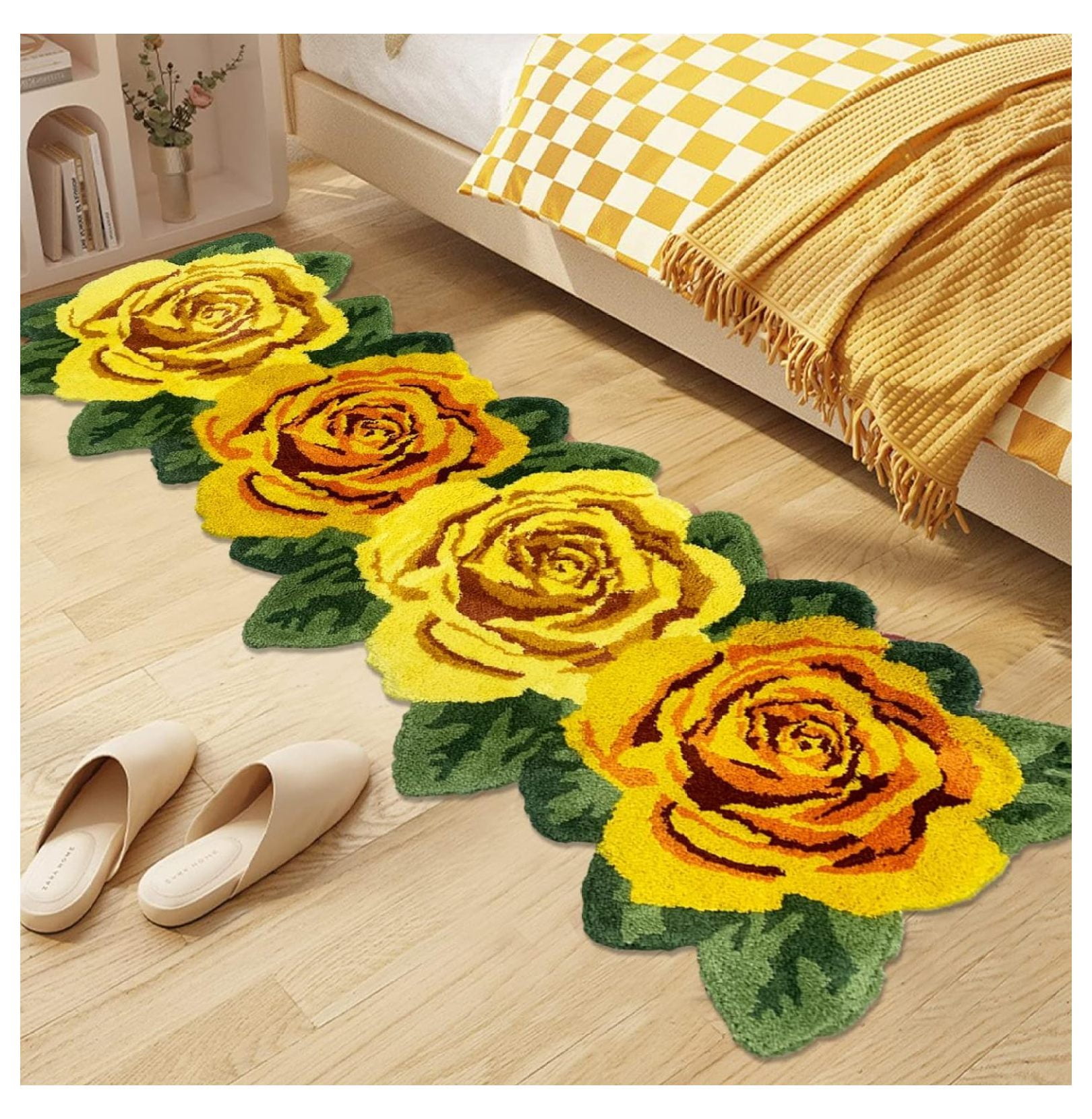 Drevy Fluffy Rose Floor Runner,Soft and Shaggy Rose Runner Rug Handmade ...