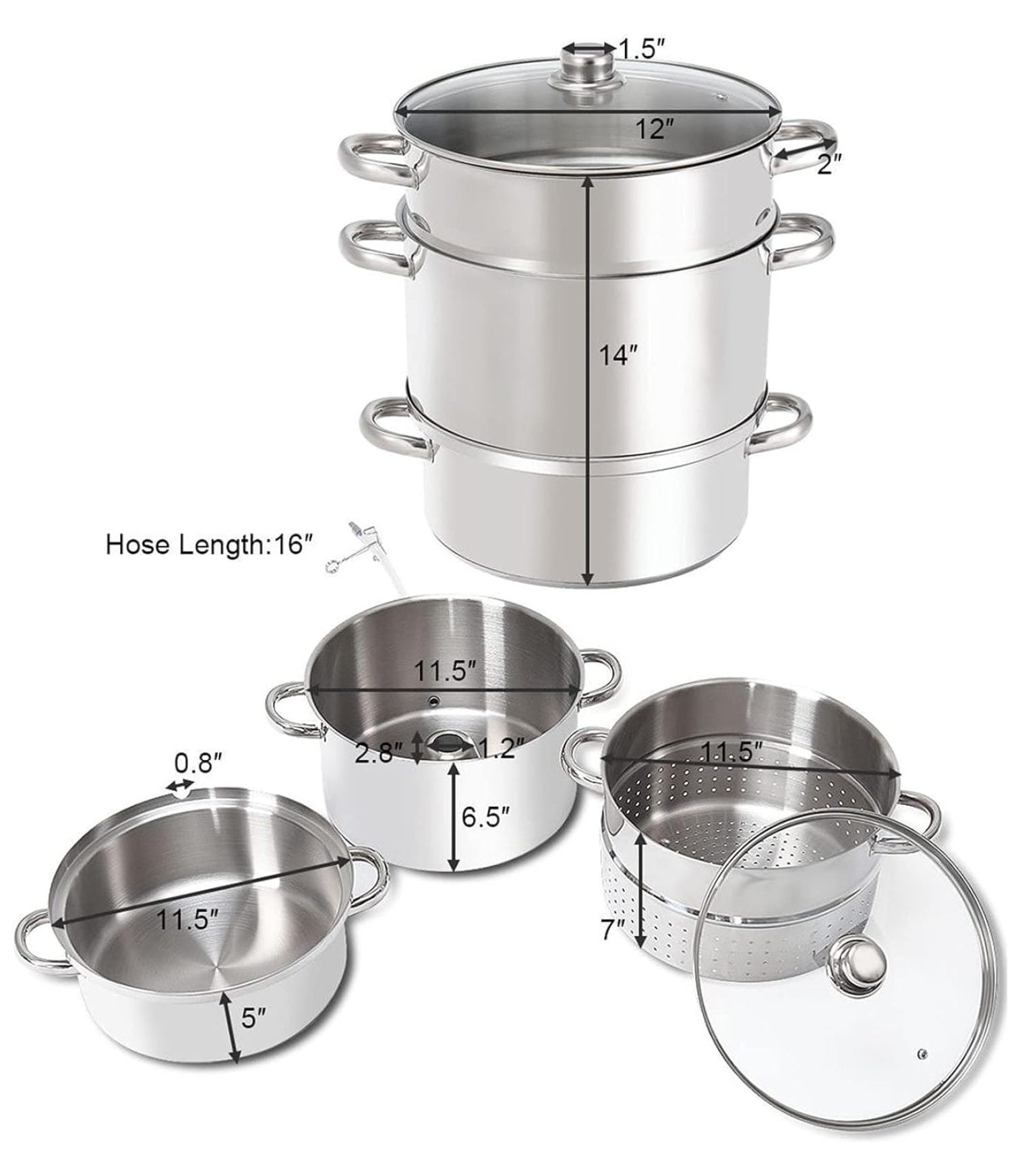 Drevy Fruit Steam Juicer Stainless Steel Steamer, Vegetables Steamer ...