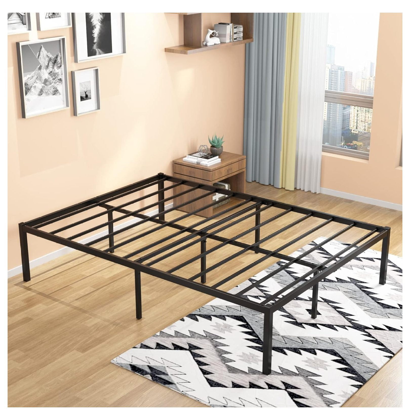 Drevy Full Size Bed Frame 16 Inch Metal Platform Bed Frames No Box ...