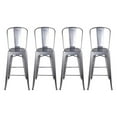 Drevy Grade 30 Inch High Back Bar Stools Set of 4, Silver Industrial ...