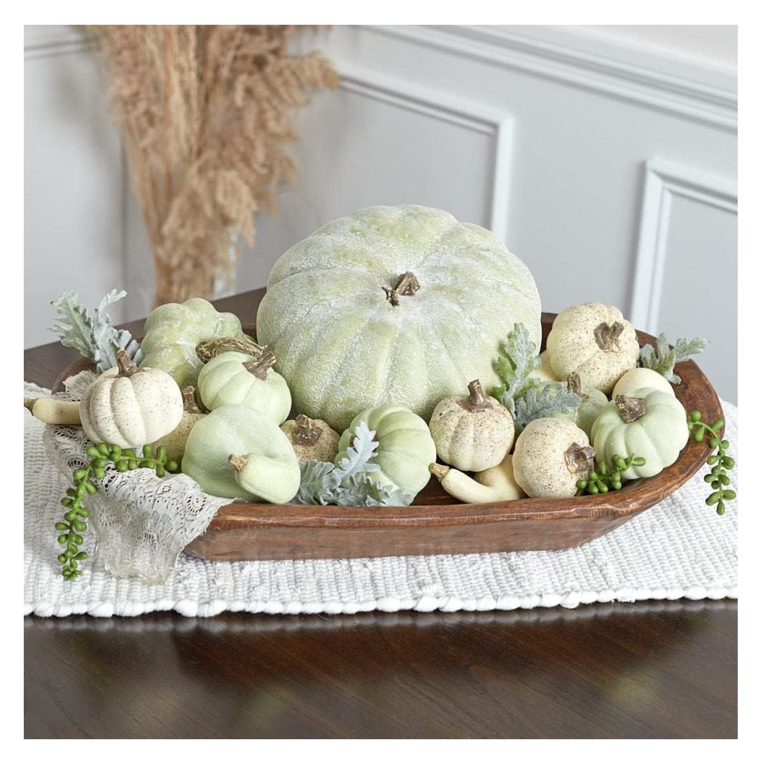 Drevy Green with Cream Artificial Mixed Pumpkins and Gourds for Fall ...