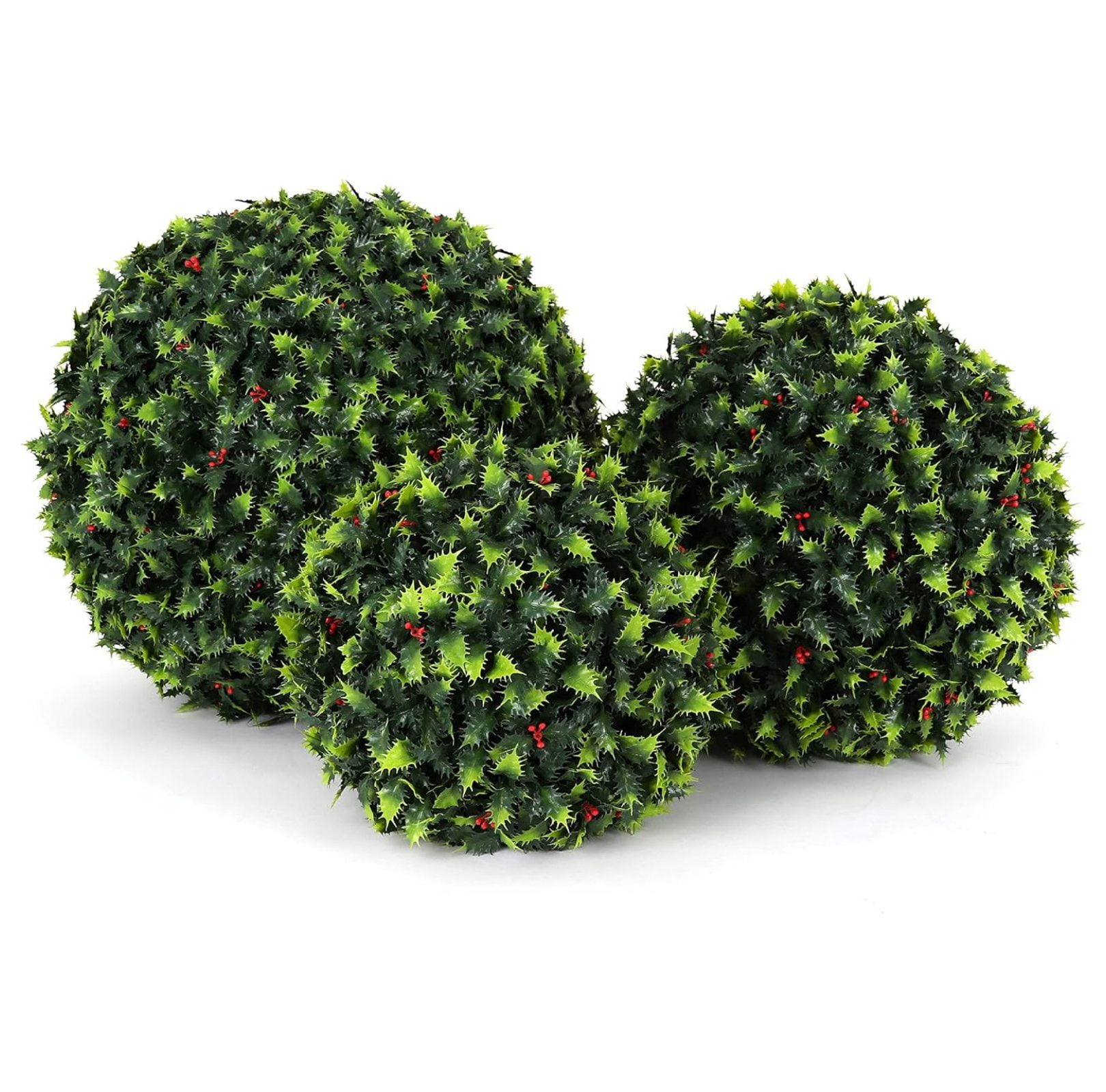 Drevy Holly Topiary Assortment - 19", 15", 11" Artificial Topiary ...