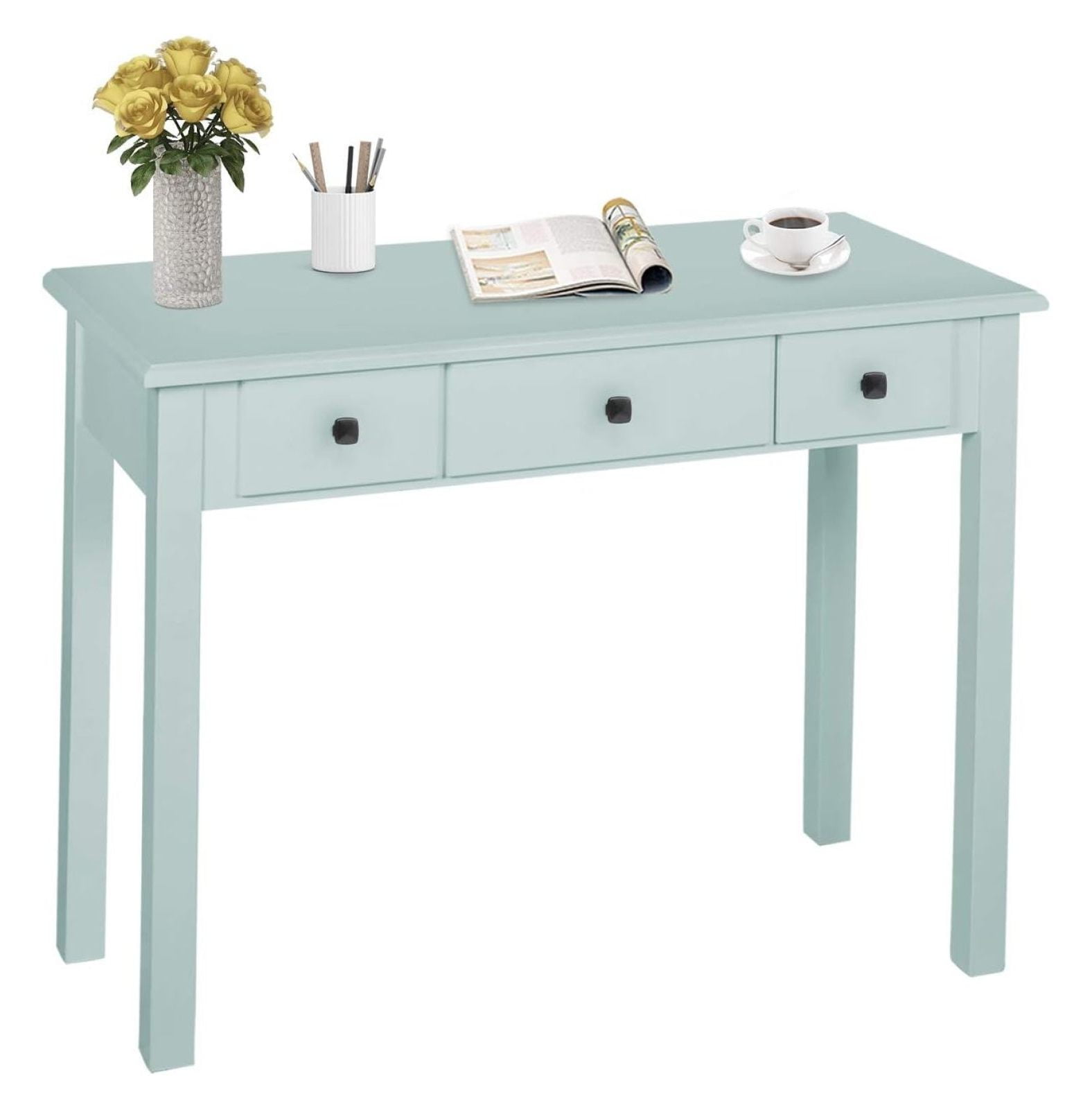 Drevy Home Office Small Writing Desk with Drawers Bedroom, Study Table ...