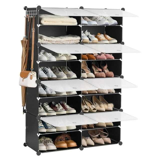 Drevy Interlocking Shoe Rack, 8 Cubes Plastic Shoe Storage Cabinet, 32 ...