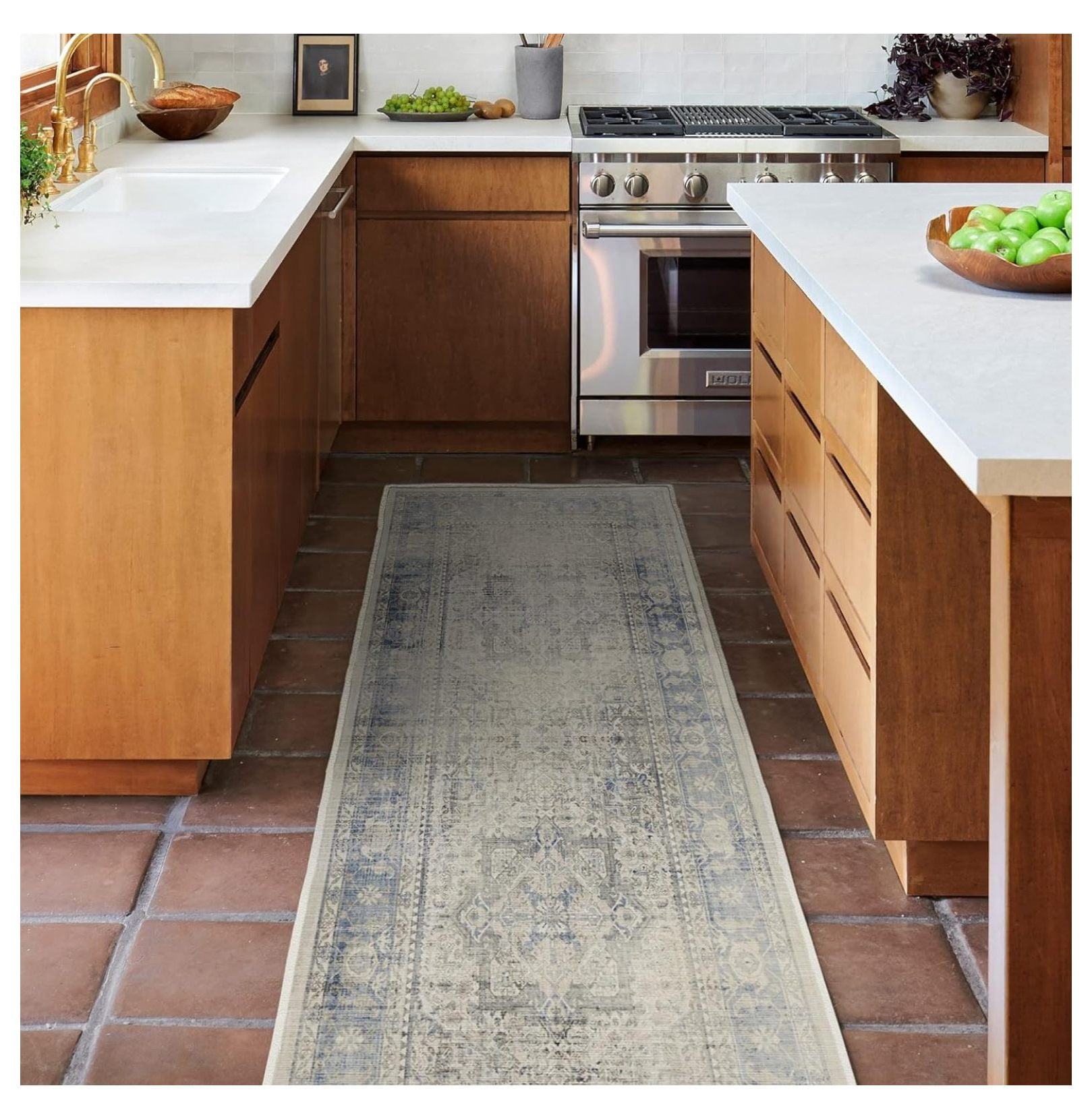 Drevy Kamran Runner Rug - Perfect Vintage Washable Area Rug for Kitchen ...