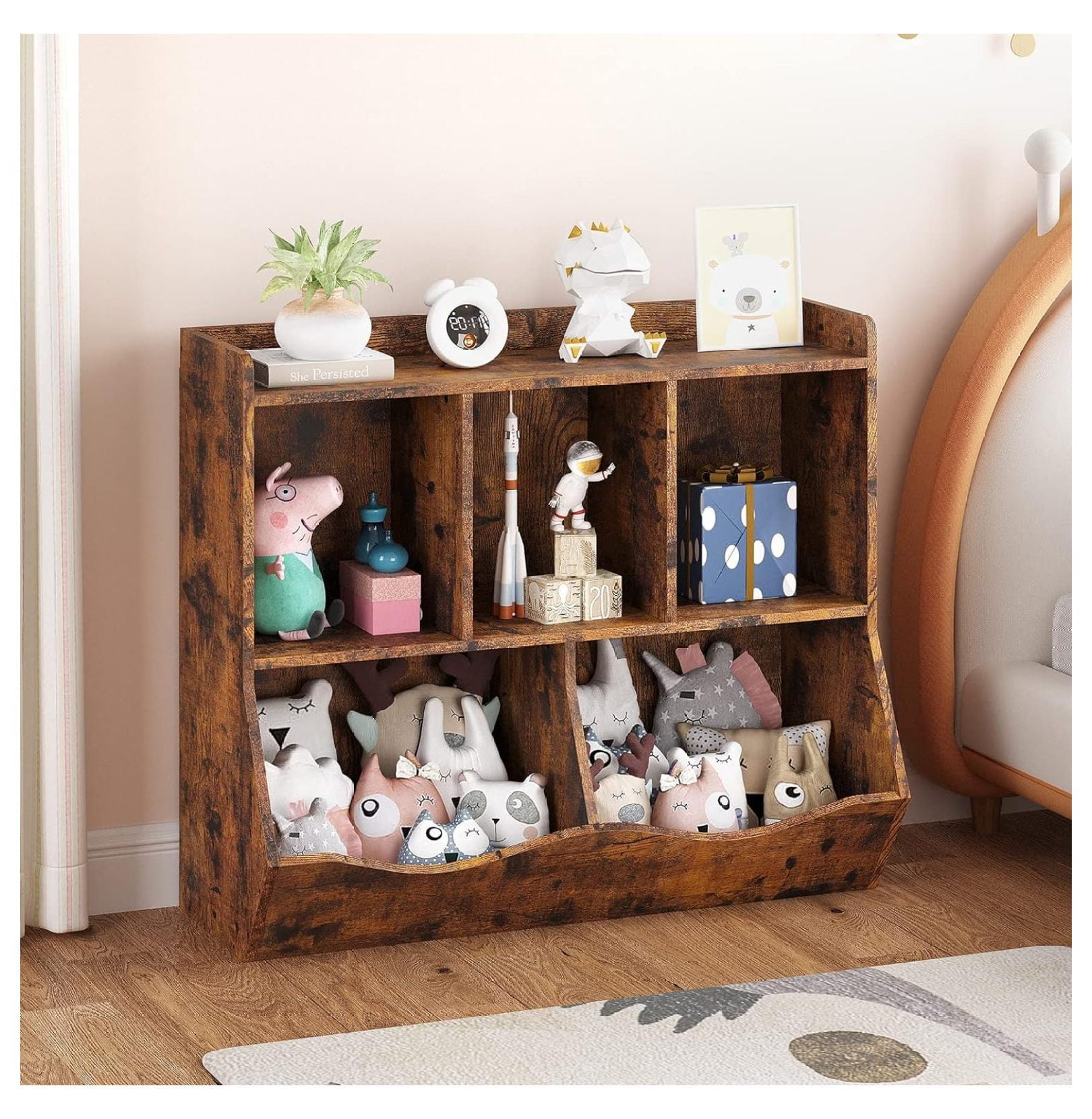 Drevy Kids Bookshelf and Bookcase Toy Storage Multi Shelf with Cubby ...