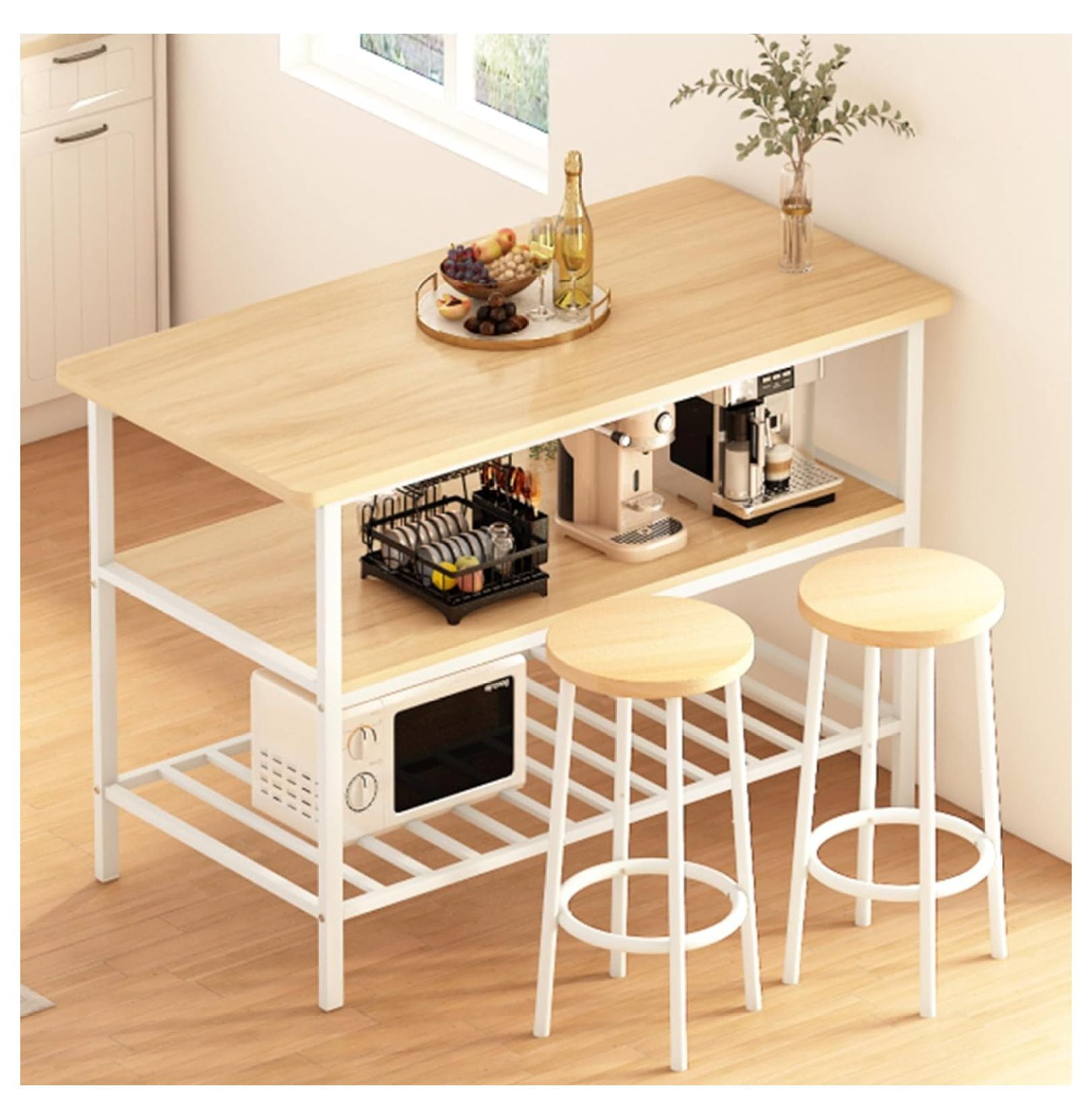 Drevy Kitchen Table Set for 2,Kitchen Island with Seating and Storage ...