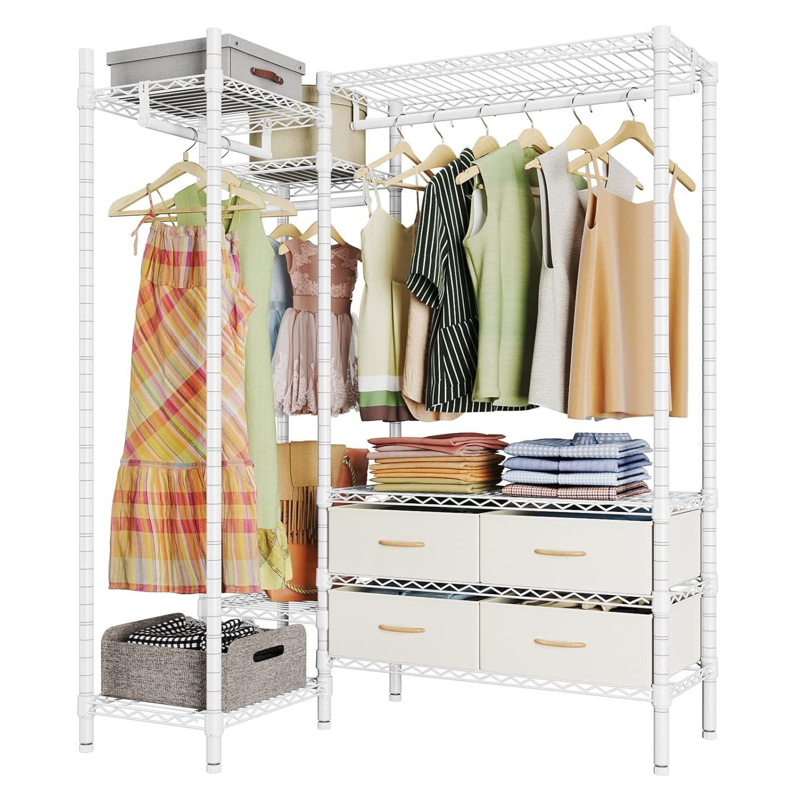 Drevy L20 Corner Garment Rack, Heavy Duty L Shaped Hanger Shelf ...