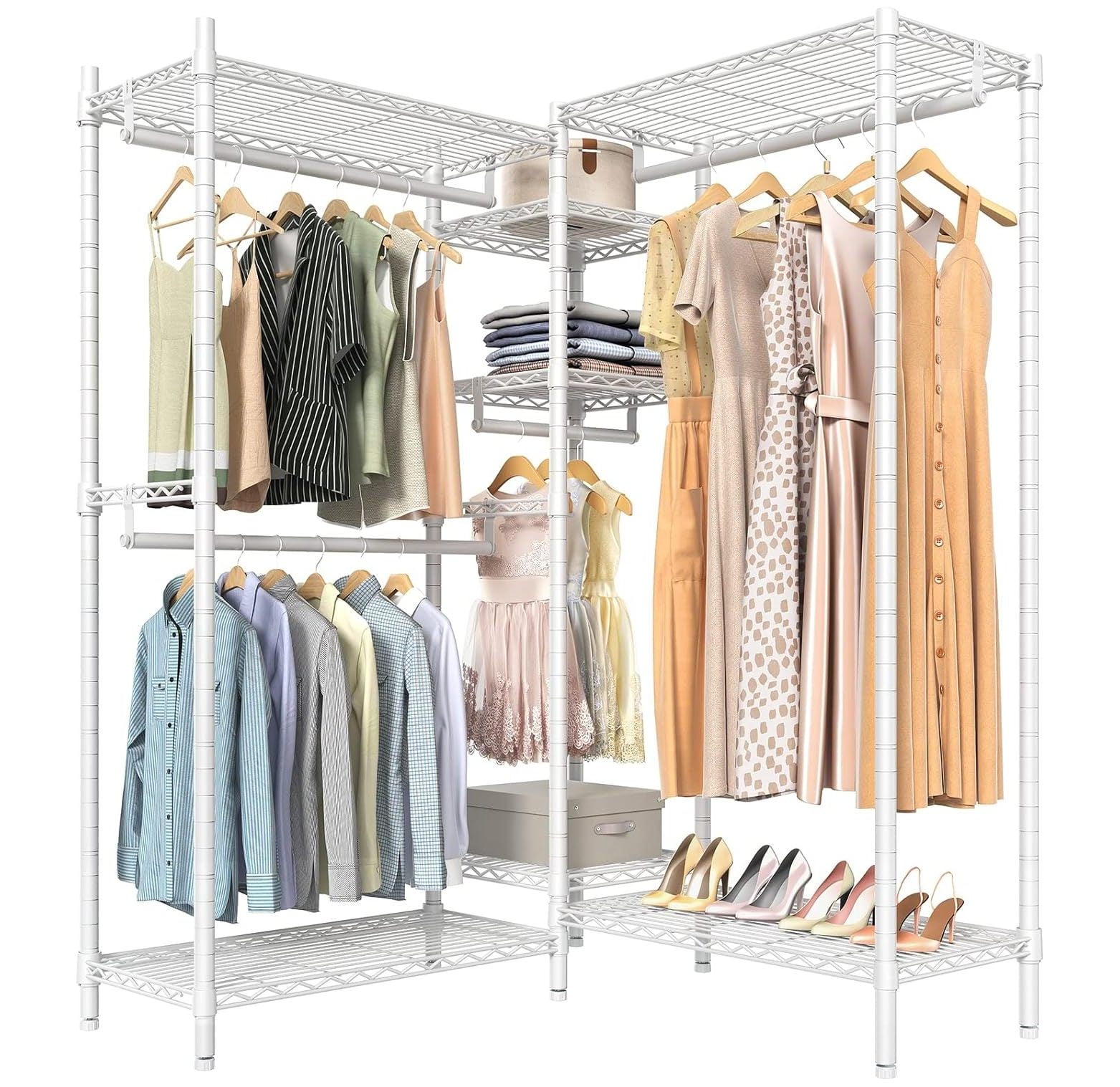 Drevy L6 Garment Rack L Shaped Clothes Rack for Corner, Metal ...