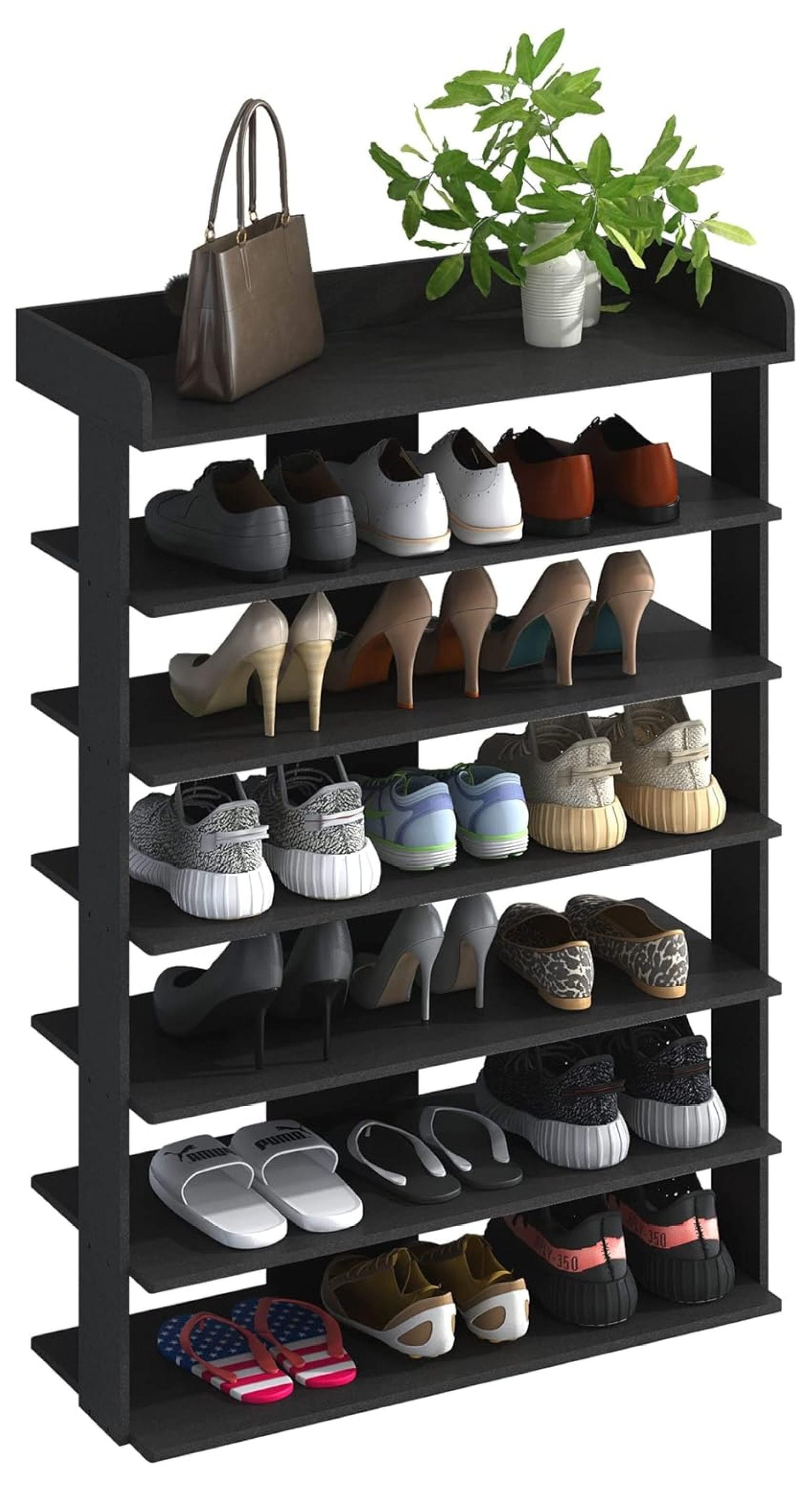 Drevy Large 6 Tiers Wooden Shoes Racks, Vertical Shoe Rack for Entryway ...