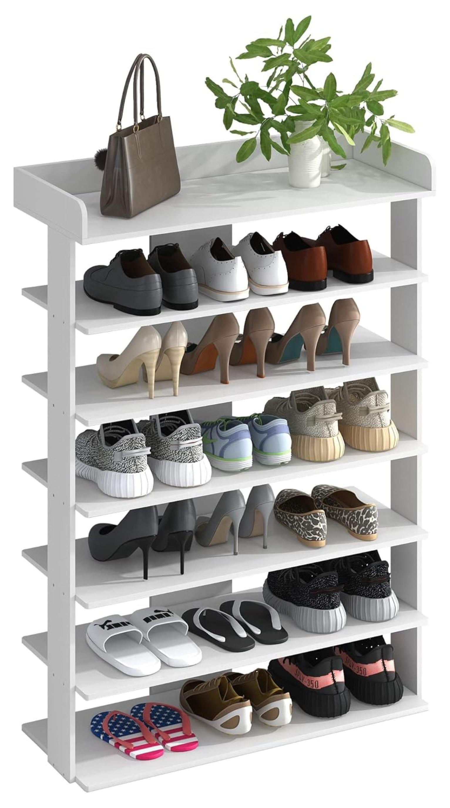Drevy Large 6 Tiers Wooden Shoes Racks, Vertical Shoe Rack for Entryway ...