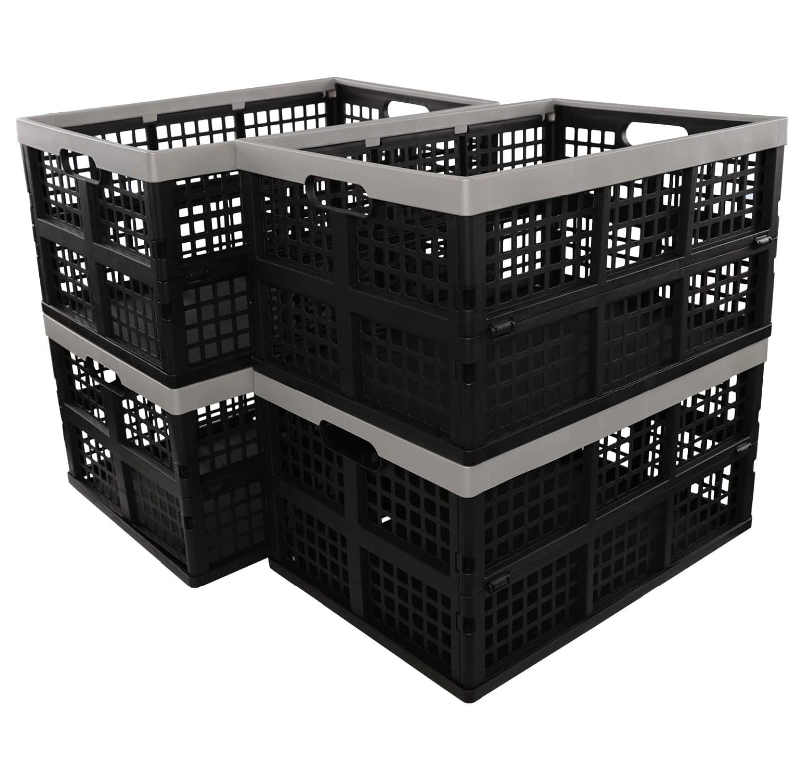 Drevy Large Collapsible Storage Crates 42 Liter Plastic Foldable Crate