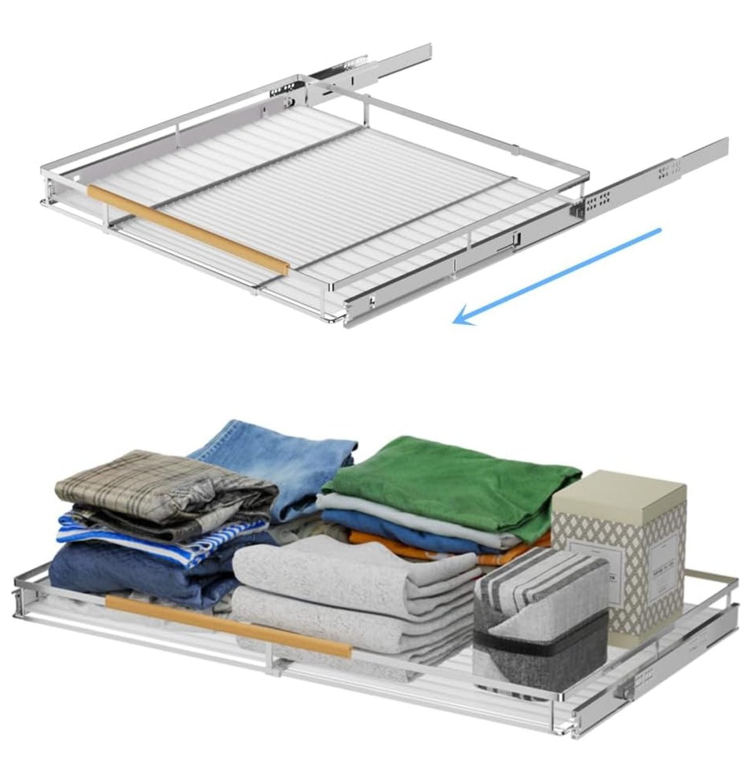 Drevy Large Pull-Out Cabinet Organizer, Extendable Slide Out Pantry ...