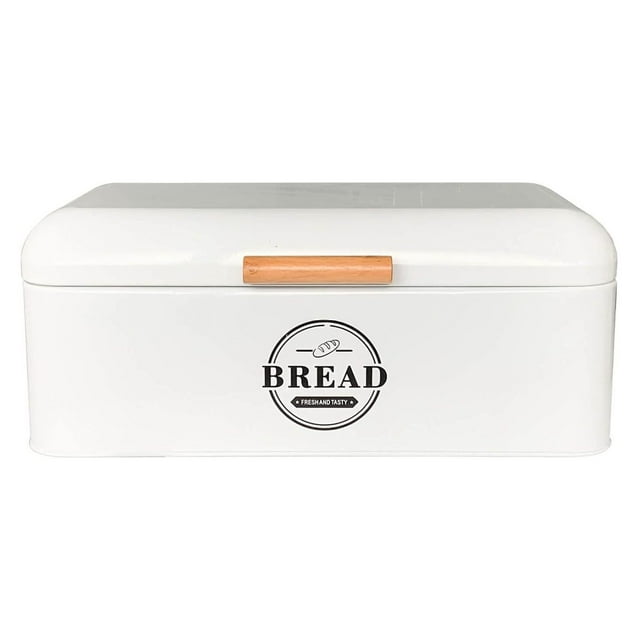Drevy Large White Bread Box with Lid,Farmhouse Bread Box in White Metal ...