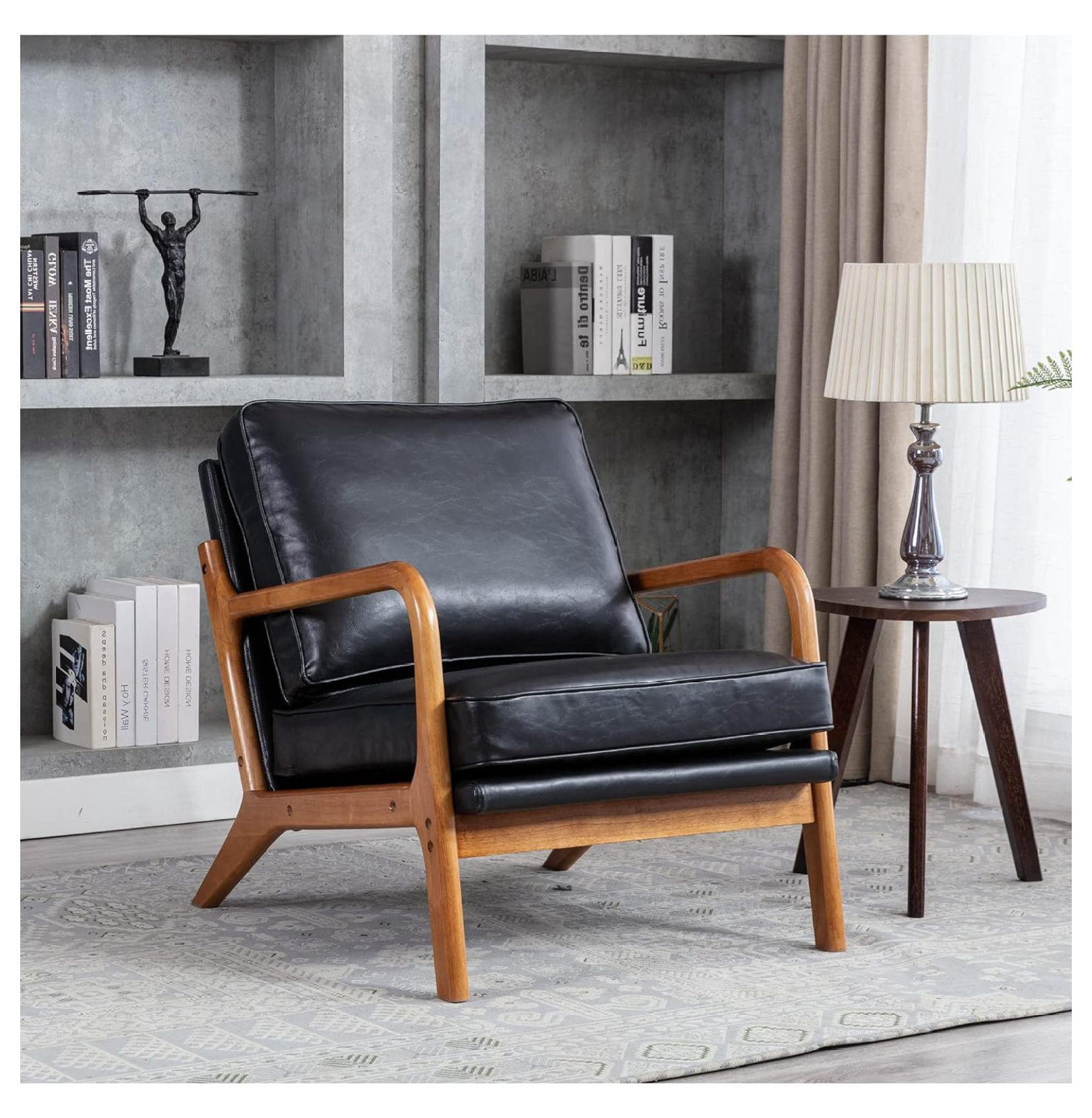 Drevy Lounge Arm Chair, Century Modern Accent Chair, Wood Frame ...
