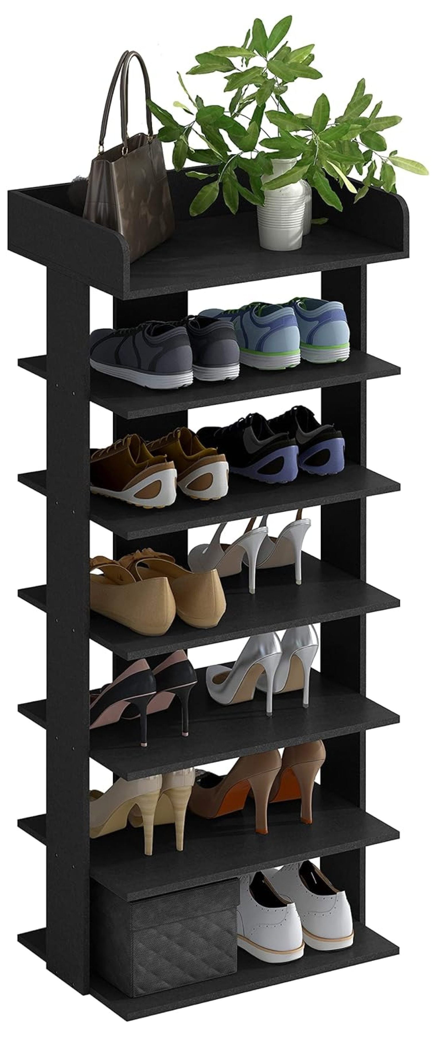 Drevy Medium 6 Tiers Wooden Shoes Racks, Vertical Shoe Rack for ...