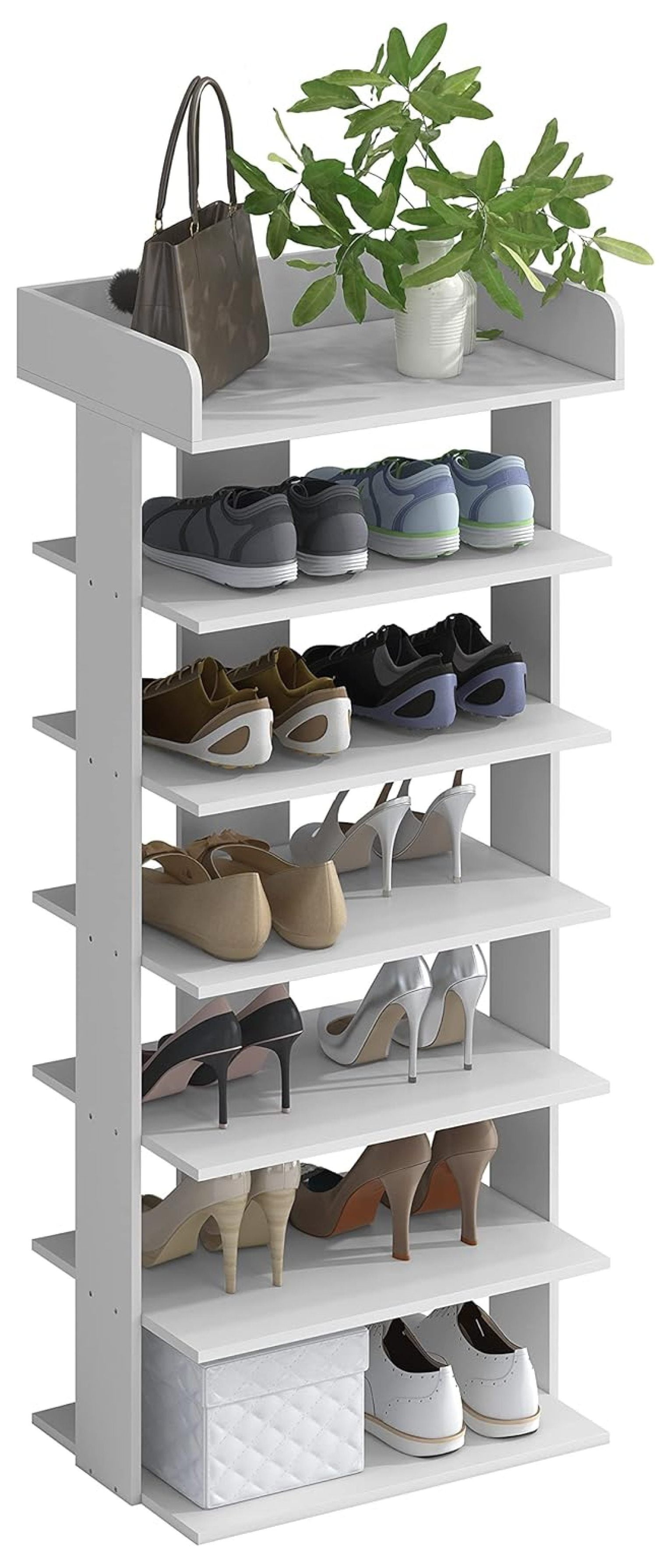 Drevy Medium 6 Tiers Wooden Shoes Racks, Vertical Shoe Rack for ...