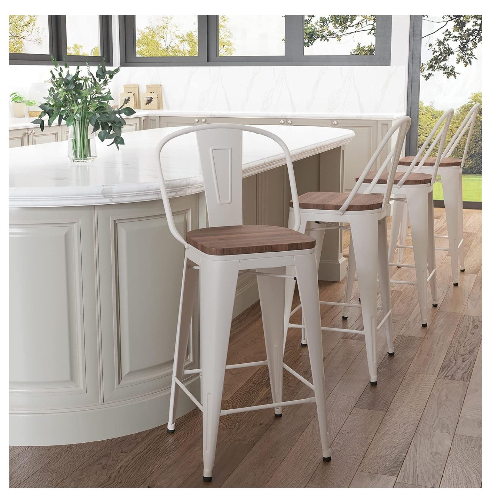 Drevy Metal Bar Stools Set of 4,24 inch Barstools Counter Height Bar ...