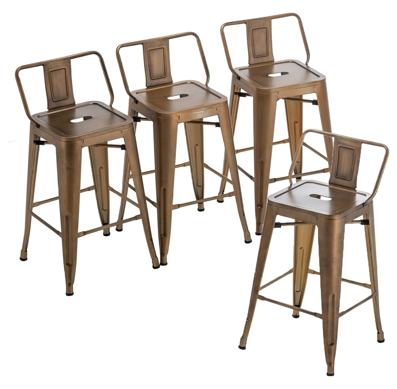 Drevy Metal Barstools Set of 4 Industrial Bar Stools Counter Stools ...