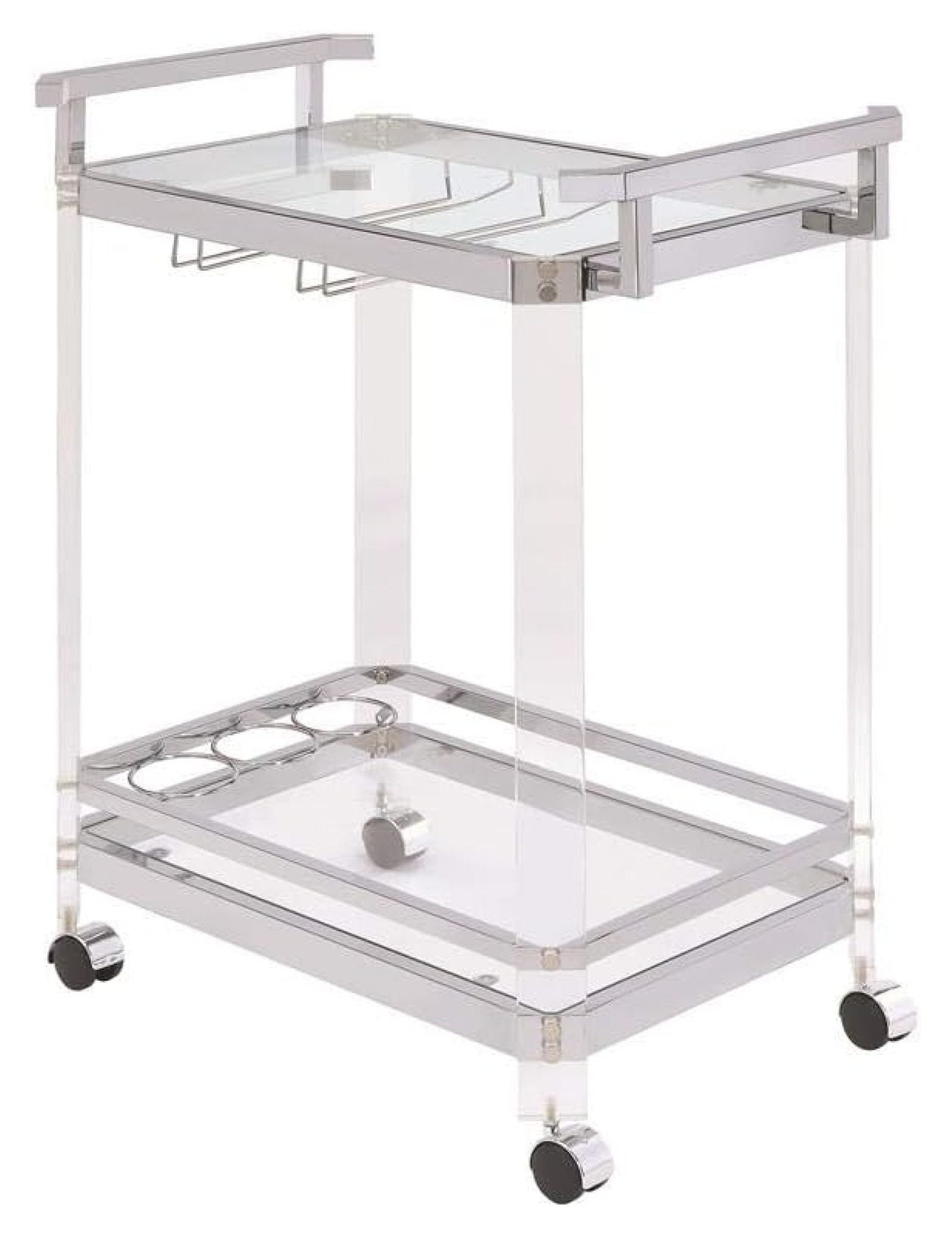Drevy Modern Contemporary 2 Shelf Serving Bar Cart Trolley Clear ...