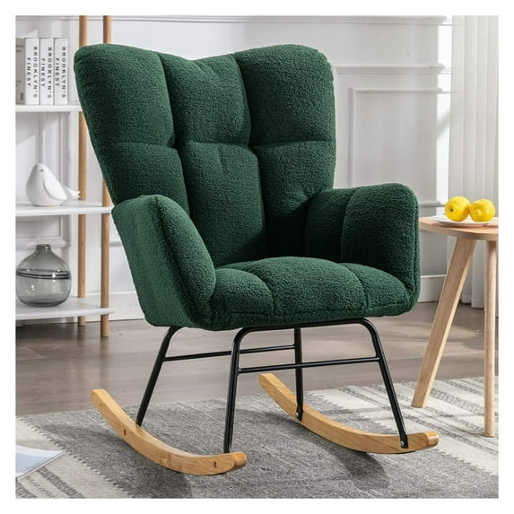Drevy Modern Nursery Rocking Chair, Upholstered Glider Chair with High ...