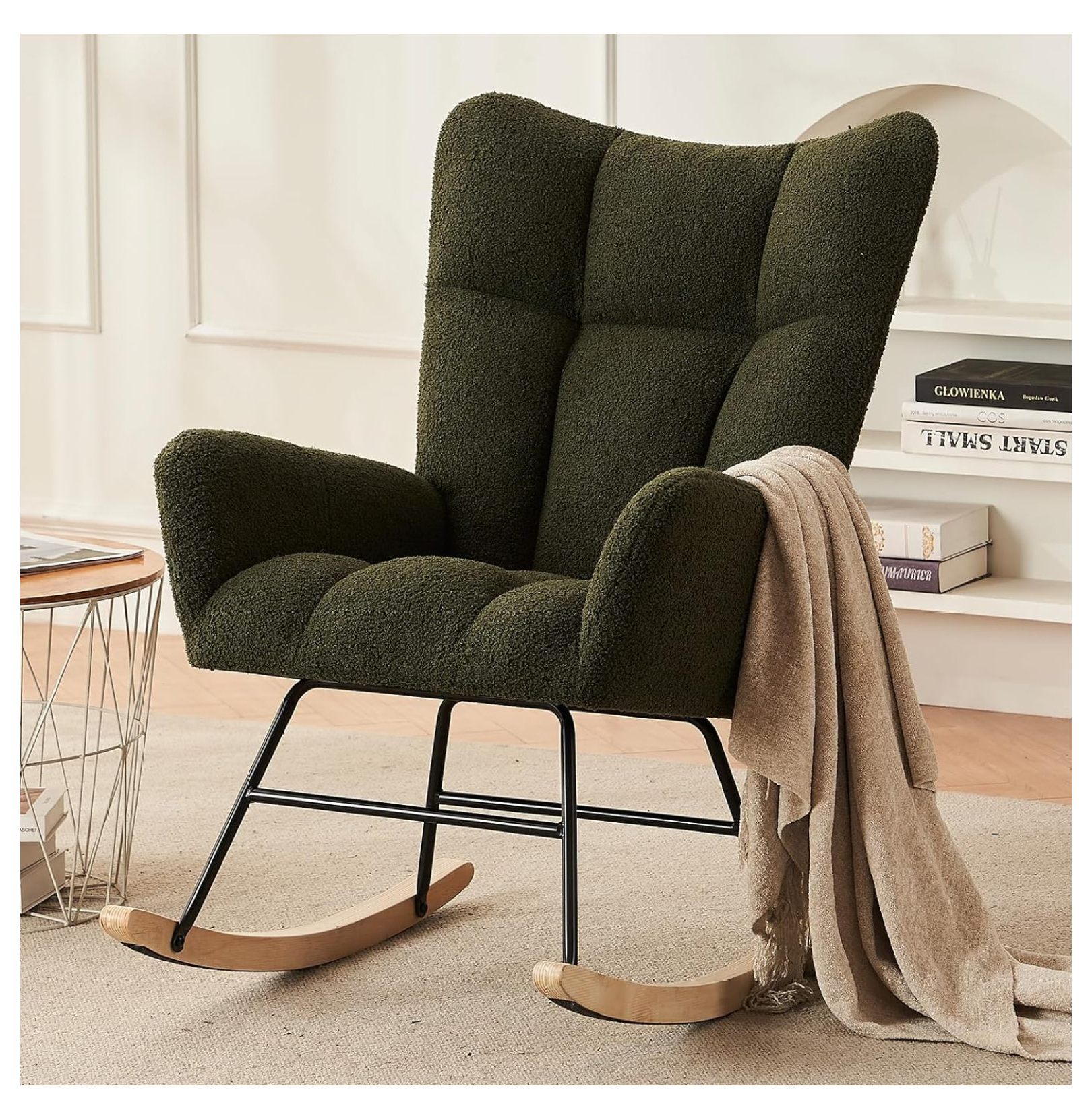 Drevy Modern Nursery Rocking Chair, Upholstered Glider Chair with High ...