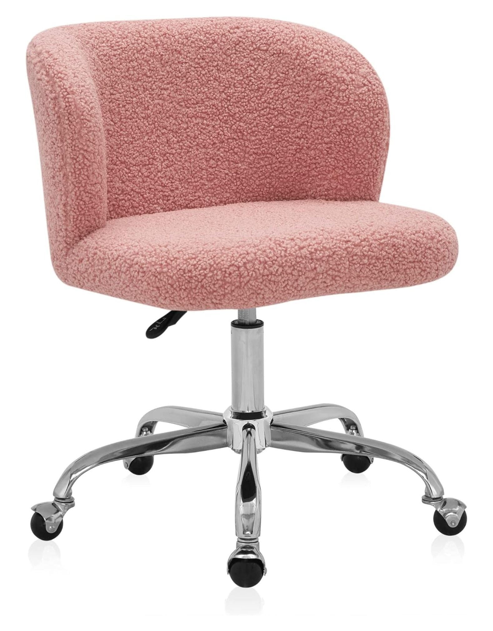 Drevy Modern Upholstered Boucle Desk Chair with Swivel Wheels and ...
