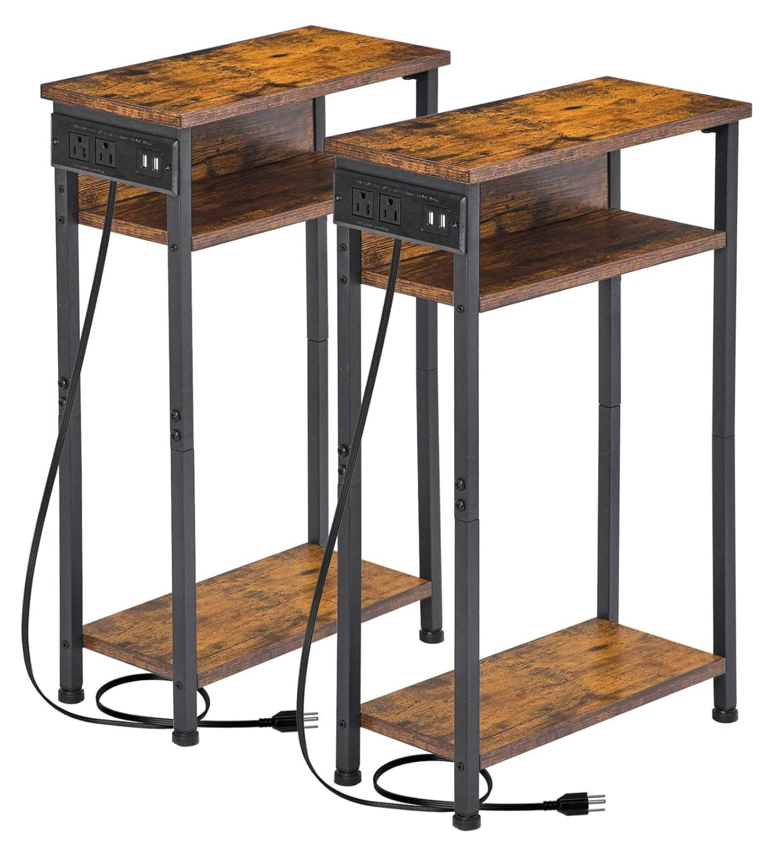 Drevy Narrow Side Table, Small End Tables for Small Spaces, 3 Tier Slim ...