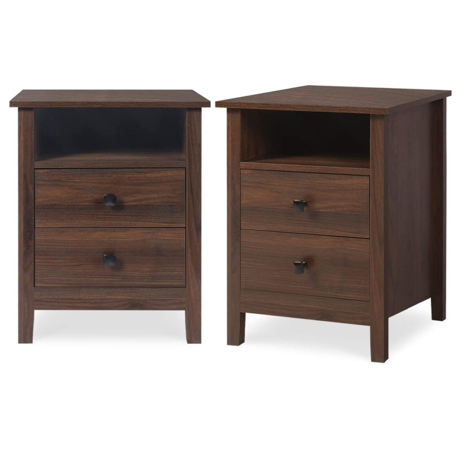 Drevy Nightstands for Bedroom - Set of 2 Wooden Night Stand, Bedside ...