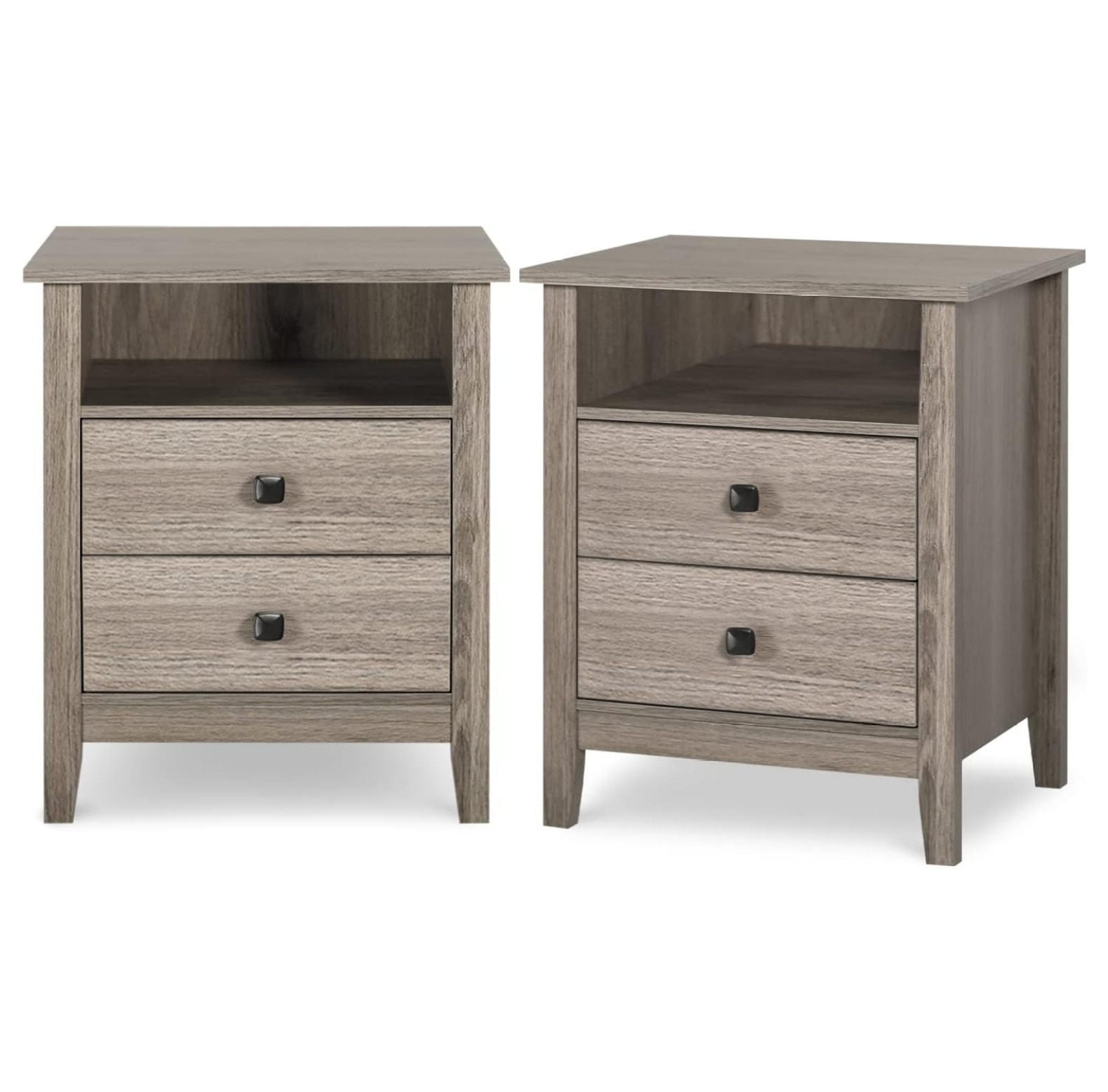 Drevy Nightstands for Bedroom - Set of 2 Wooden Night Stand, Bedside ...