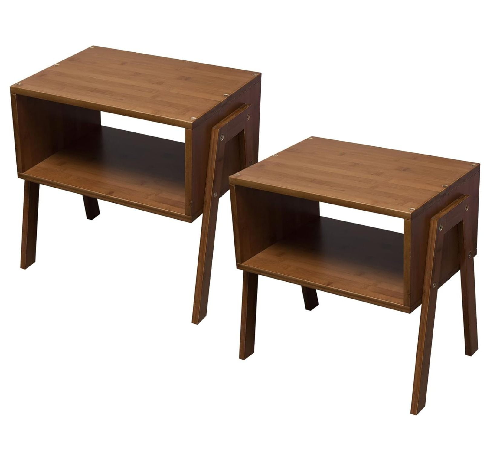 Drevy Nightstands Set of 2 Bamboo End Tables Beside Table for Bedroom ...
