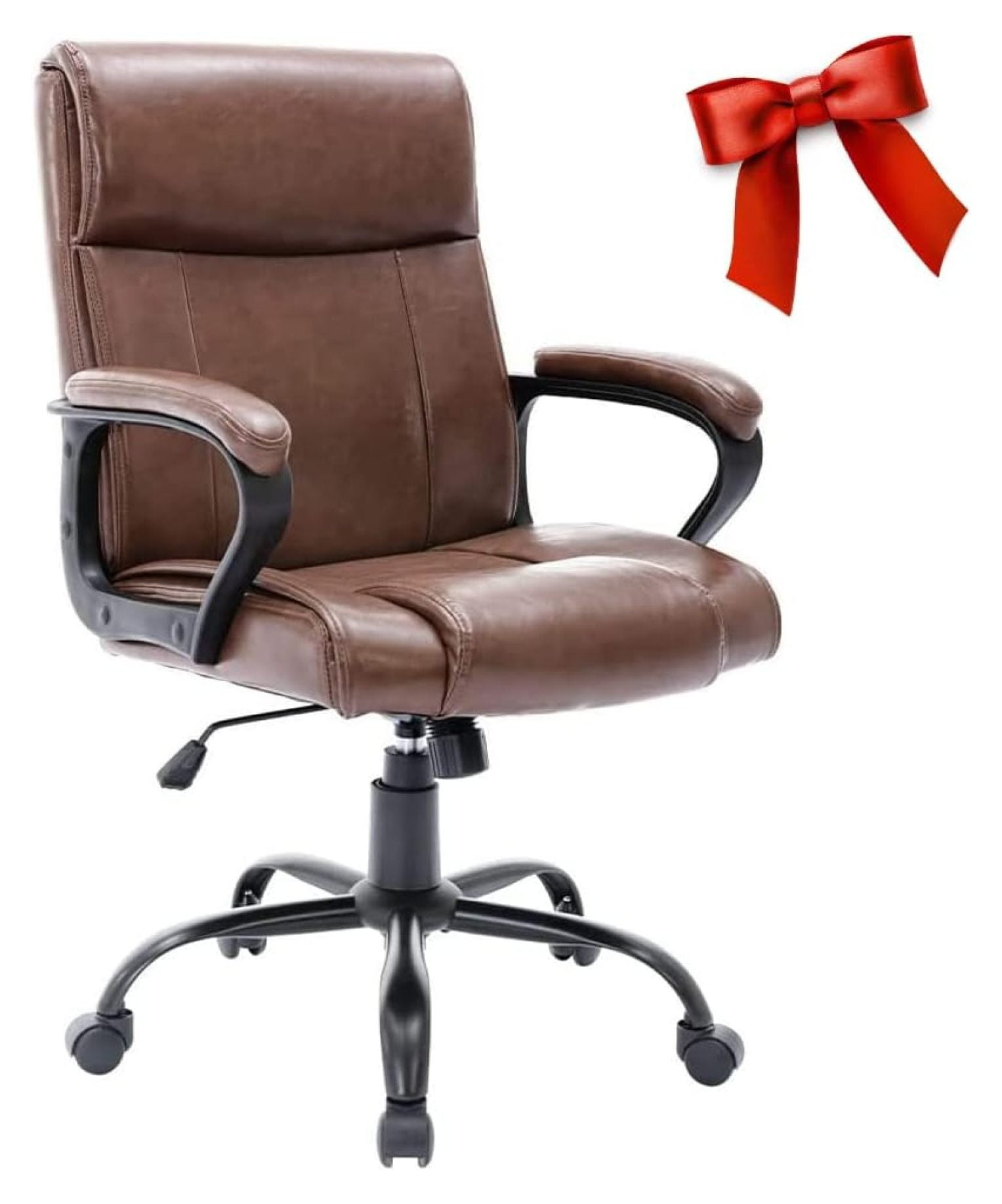 Drevy Office Chair, Brown Office Chair, 350 LBS Brown Leather Office ...