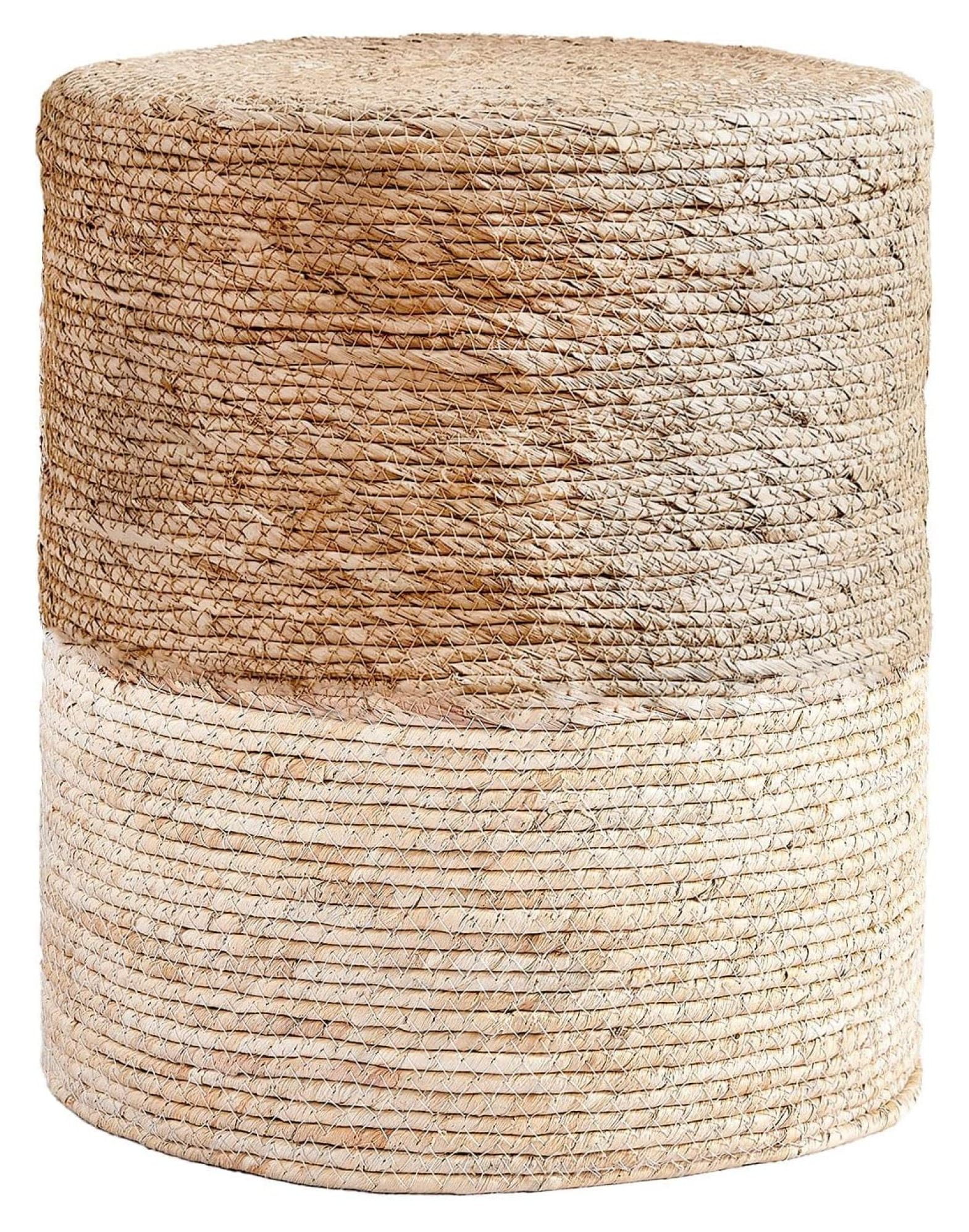 Drevy Ottoman Poof, Natural Seagrass Poufs, Hand Weave Round Footstool ...