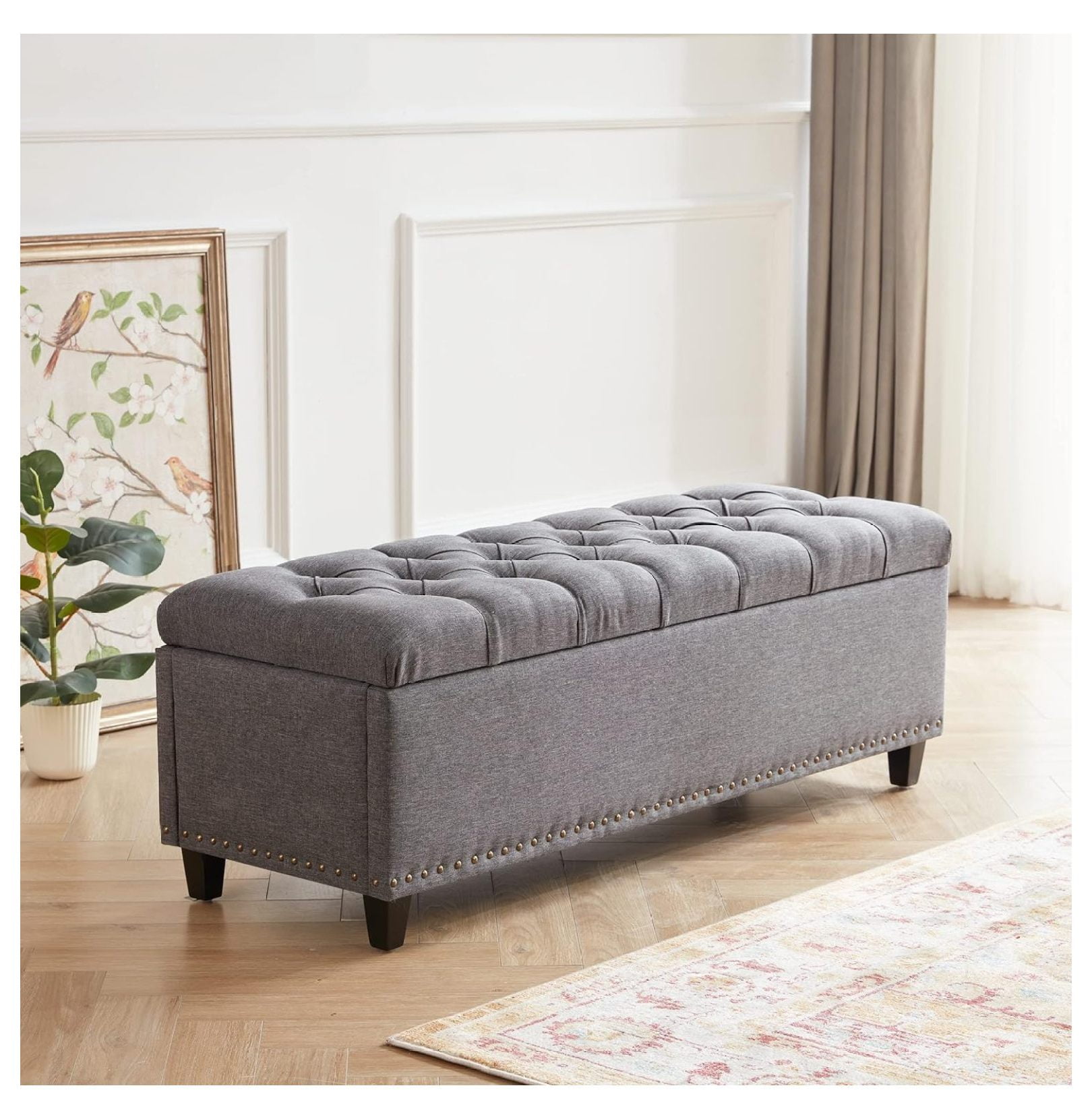 Drevy Ottoman With Storage,50 8 Inch Storage Bench With Button Tufted