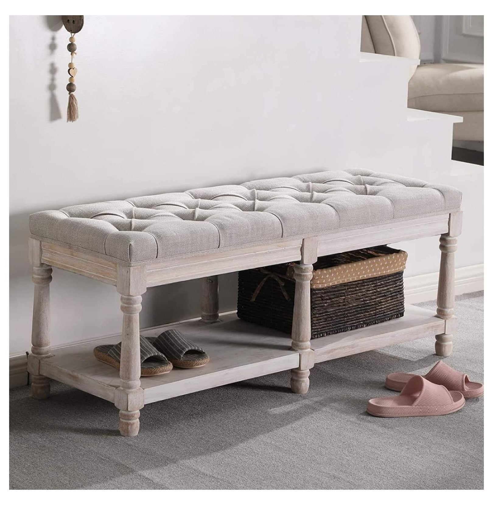 Drevy Ottoman Storage Bench Upholstered Bedroom Bench for End of Bed ...